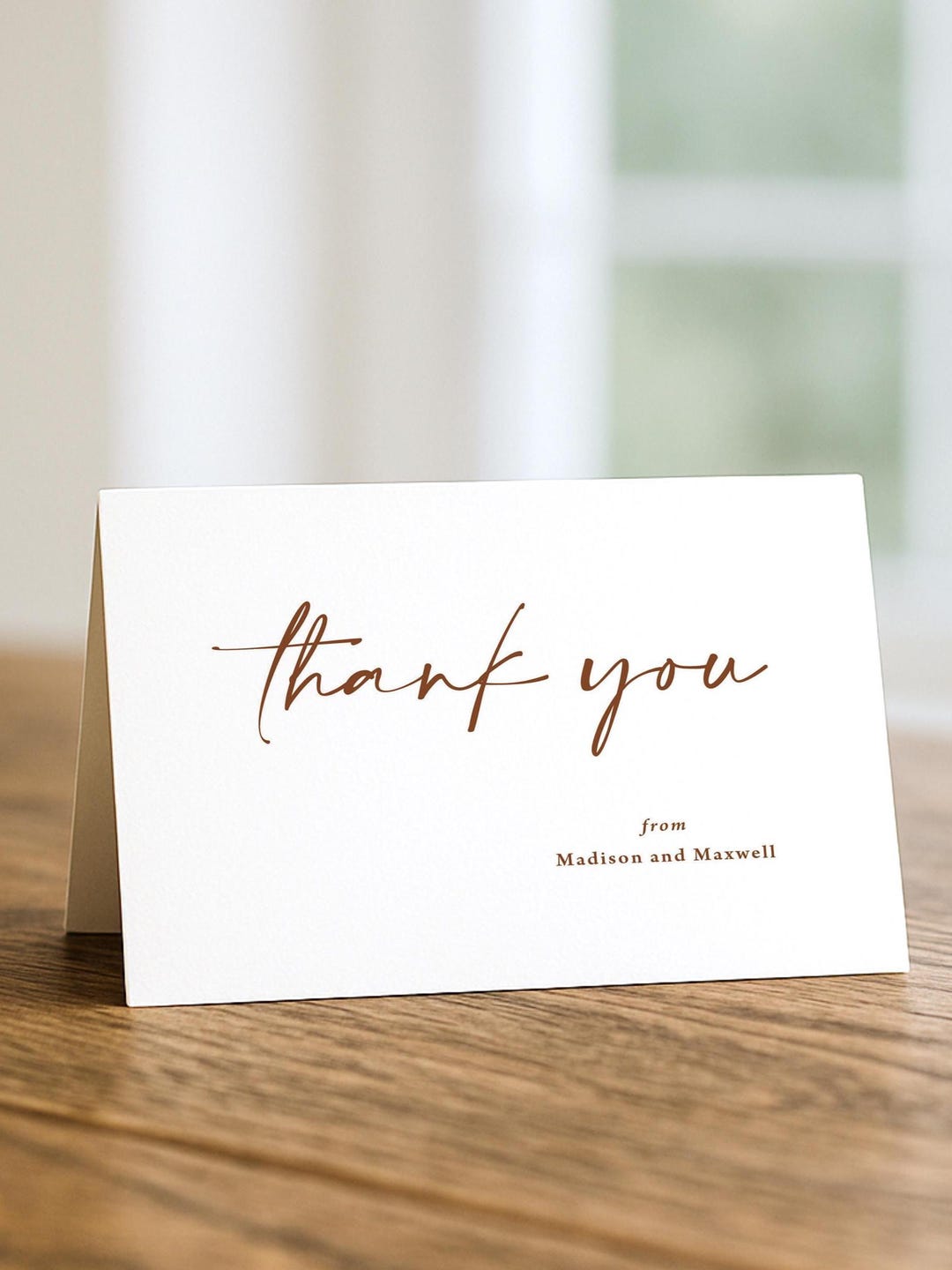 Brown Wedding Thank You Cards Printed, With Envelopes, Personalized ...