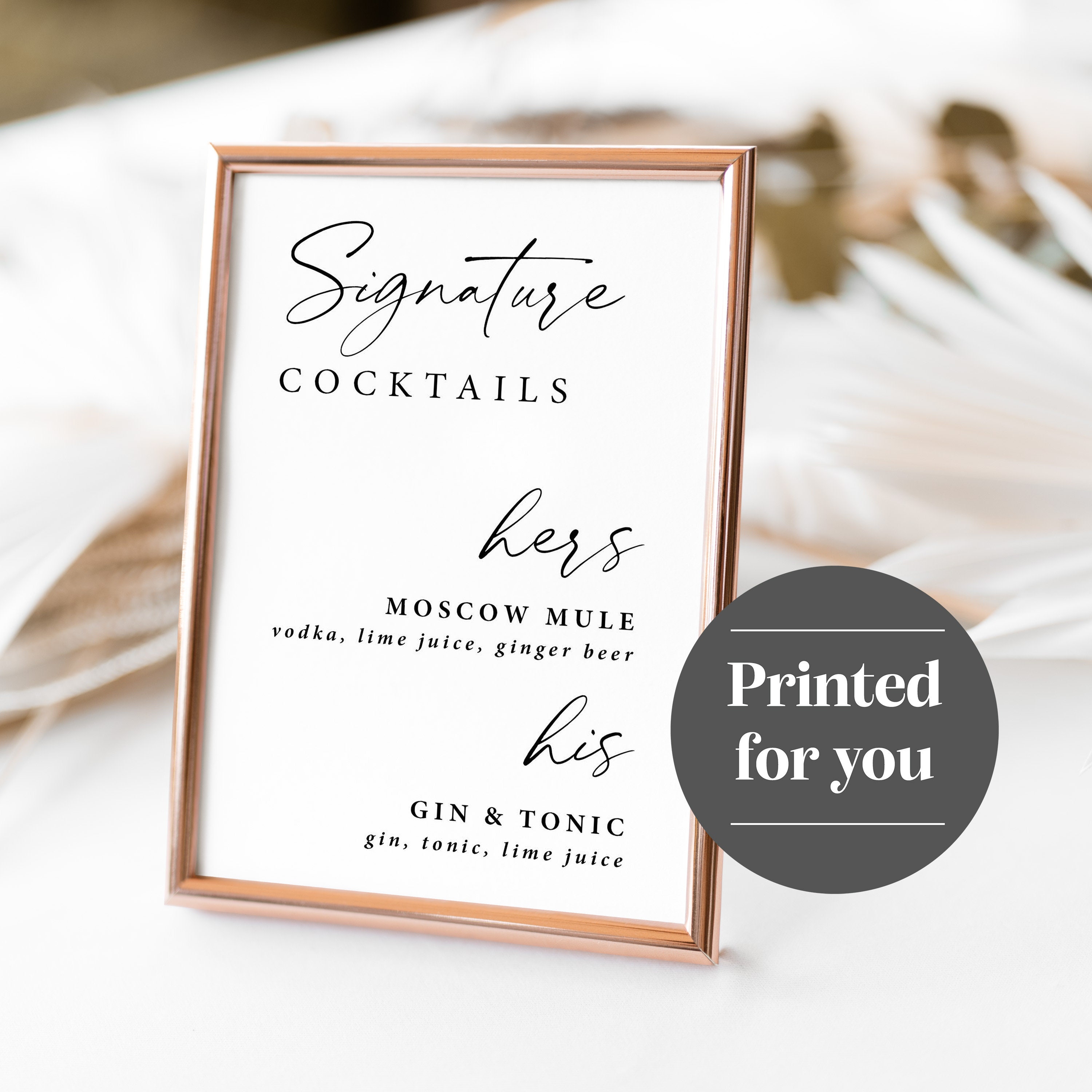 Signature Cocktail Sign PRINTED Signature Drink Sign | Etsy