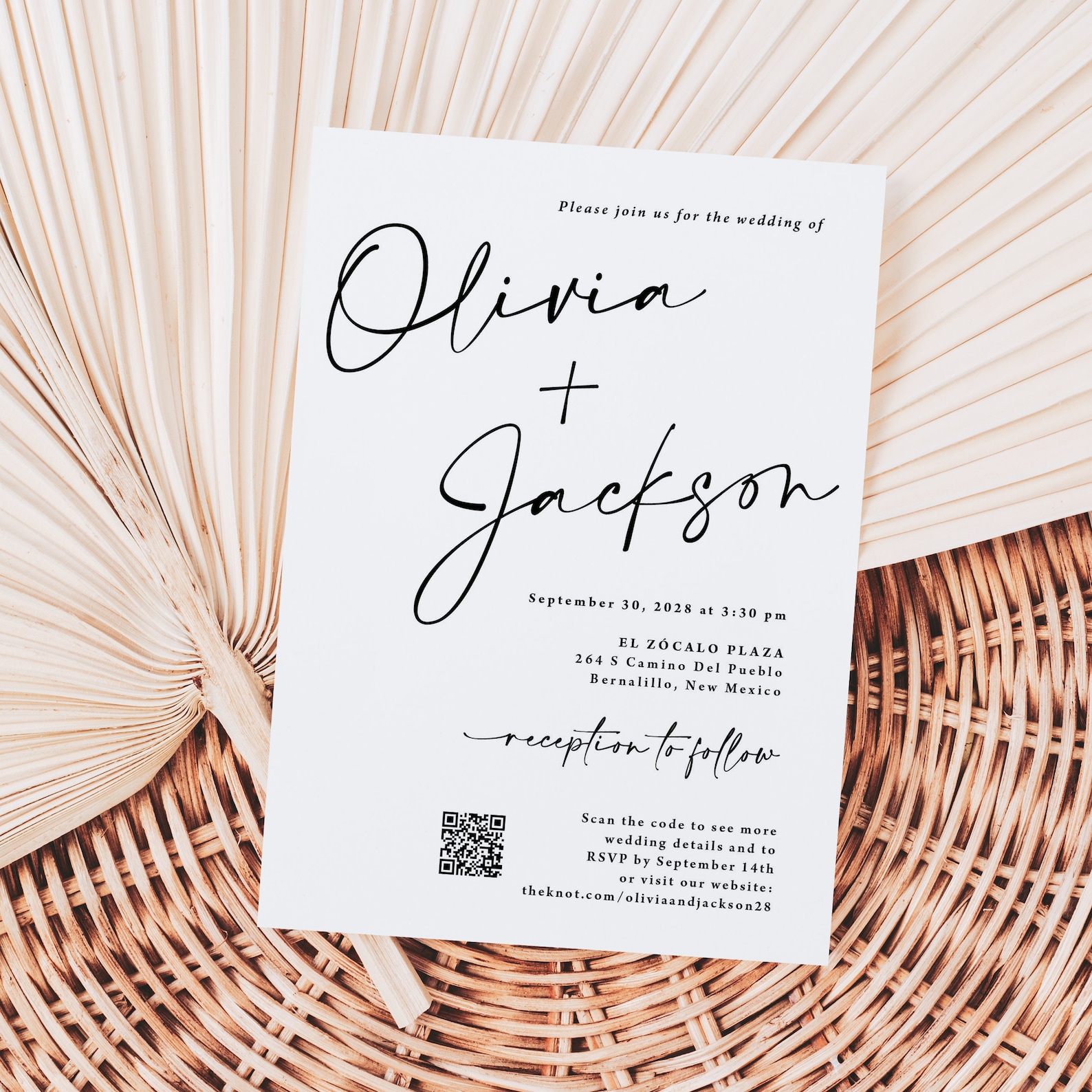 Wedding Invitation With QR Code Printed, With Envelopes, Script Font ...