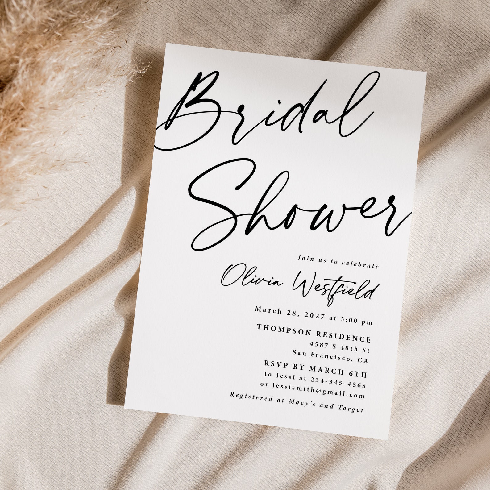 Simple Bridal Shower Invitations Printed With Envelopes - Etsy