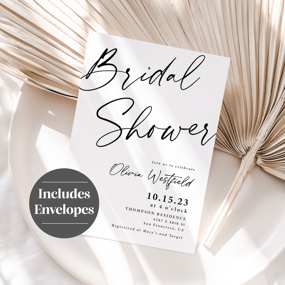 Simple Bridal Shower Invitations Printed With Envelopes - Etsy