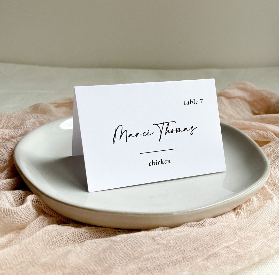 Personalized Wedding Place Cards With Meal Choice Indicator, Printed in ...