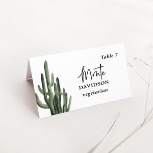 Cactus Place Cards With Meal Choice Printed, Meal Indicator ...