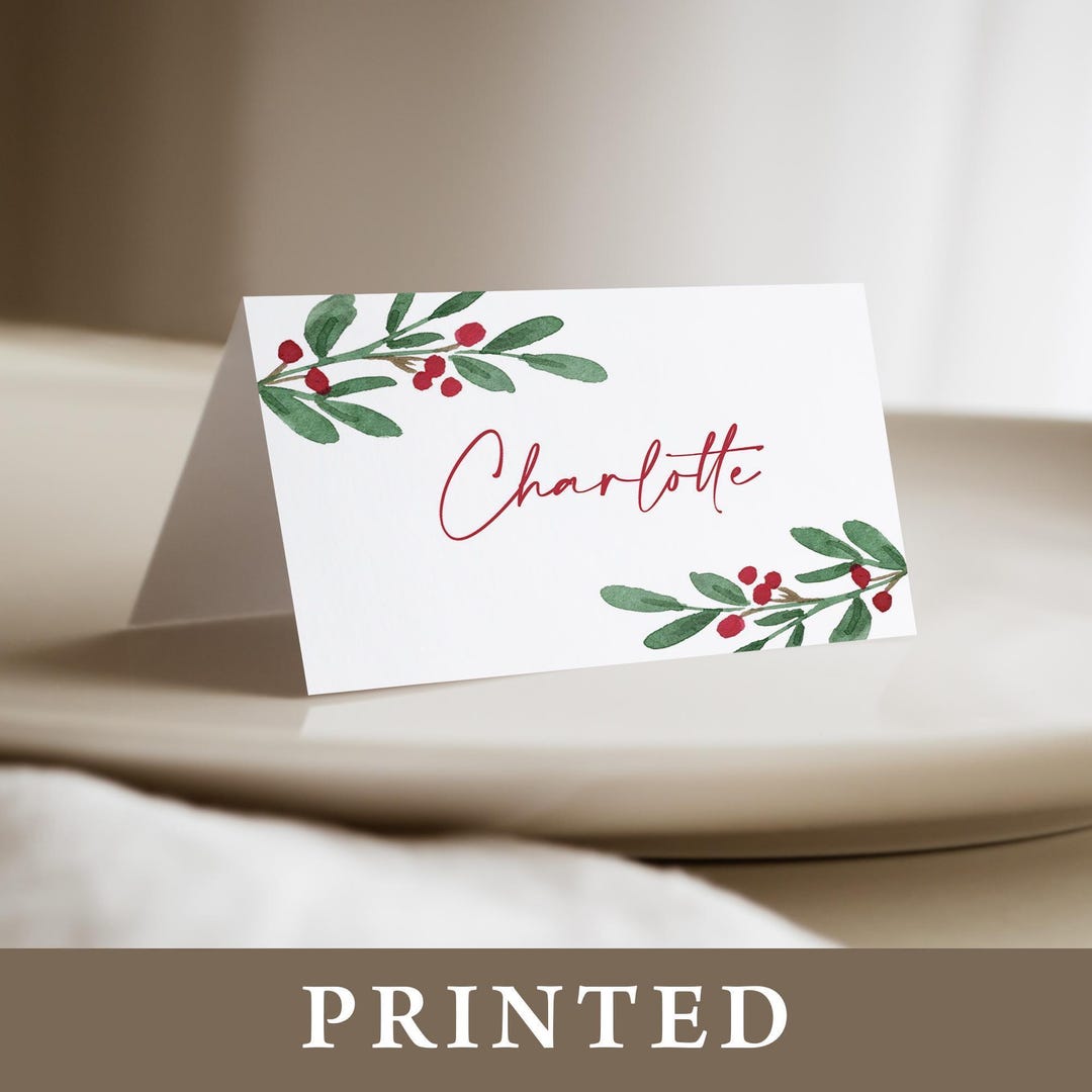Christmas Place Cards With Names Printed, Personalized, Custom Place ...