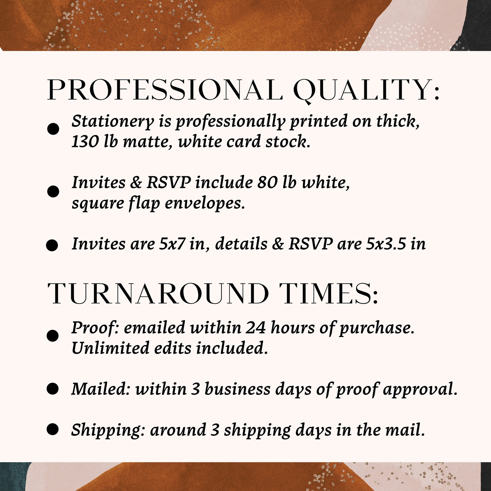 Simple Rust Wedding Invitation Suite Printed Modern Wedding - Etsy