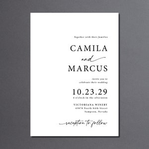 Simple Wedding Invite With QR Code Printed, Black and White, Wedding ...