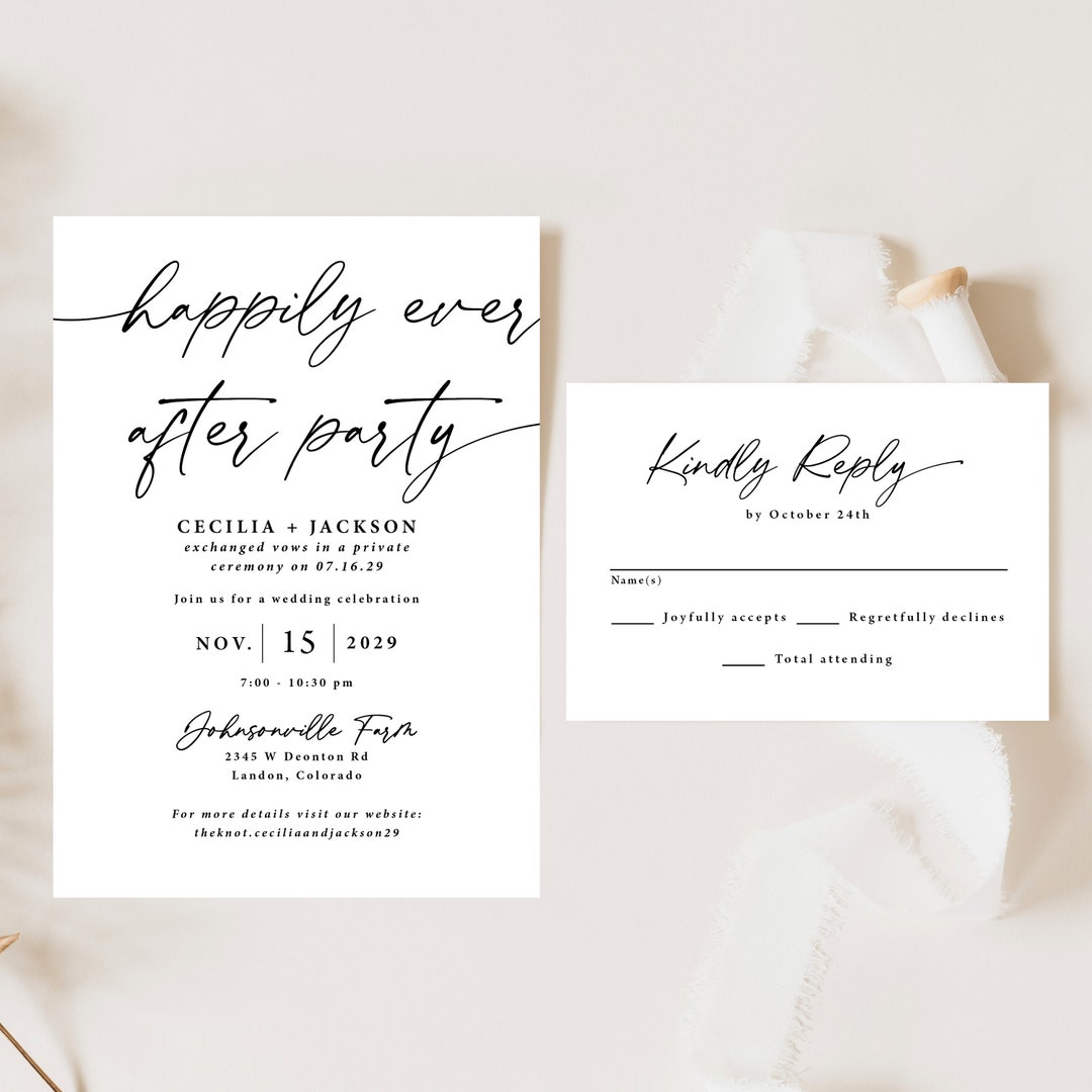 Happily Ever After Party Invite With RSVP Card, Printed Invitations ...