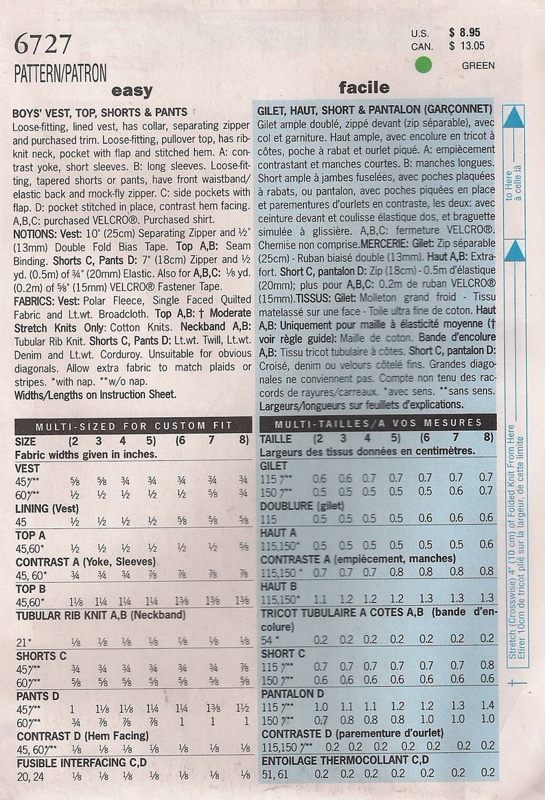 Butterick Sewing Pattern 6727 Boys' Vest, Top, Shorts, and Pants 6-8 - Etsy