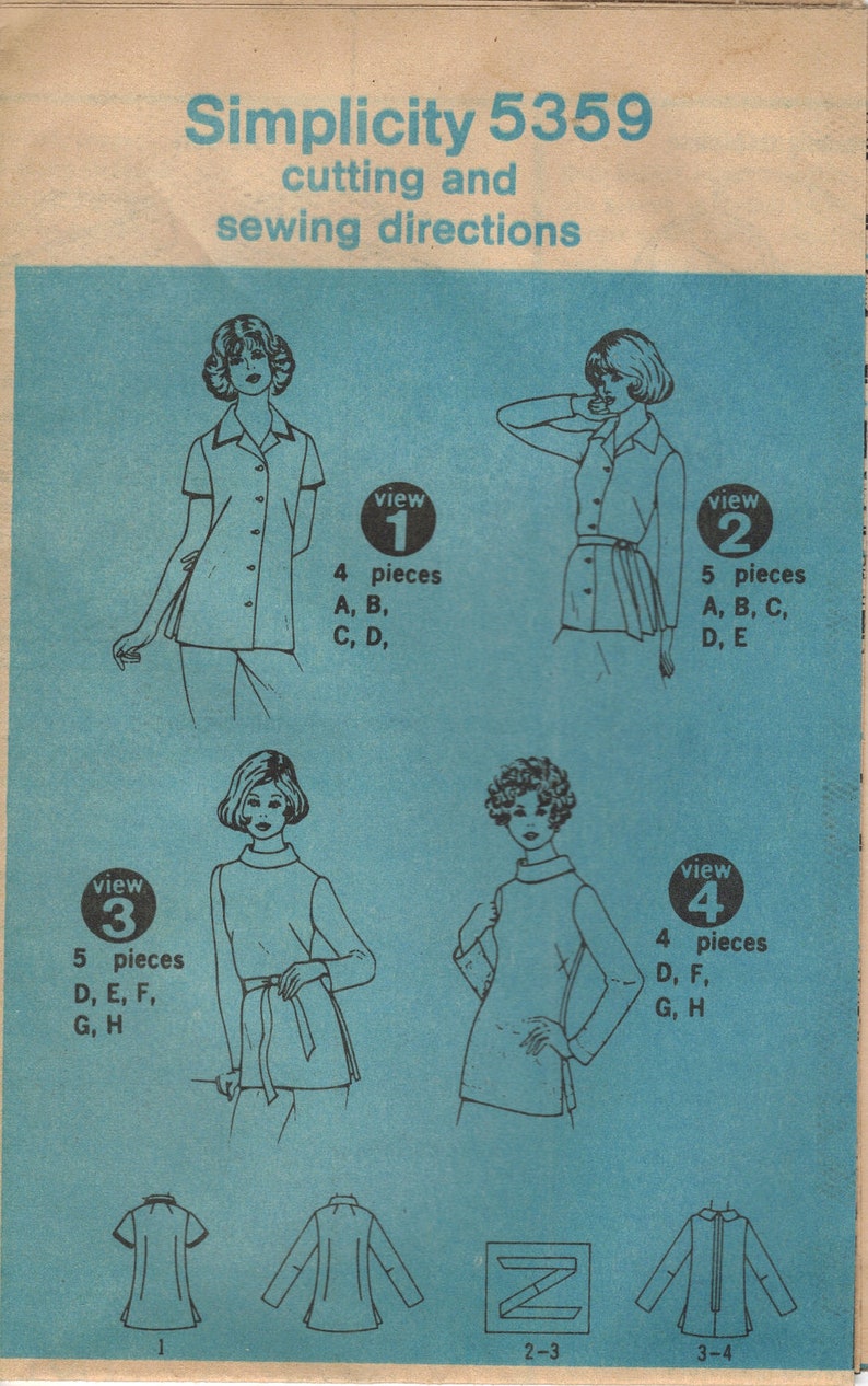 Vintage Simplicity Sewing Pattern 5359 Women's Blouses 42 - Etsy