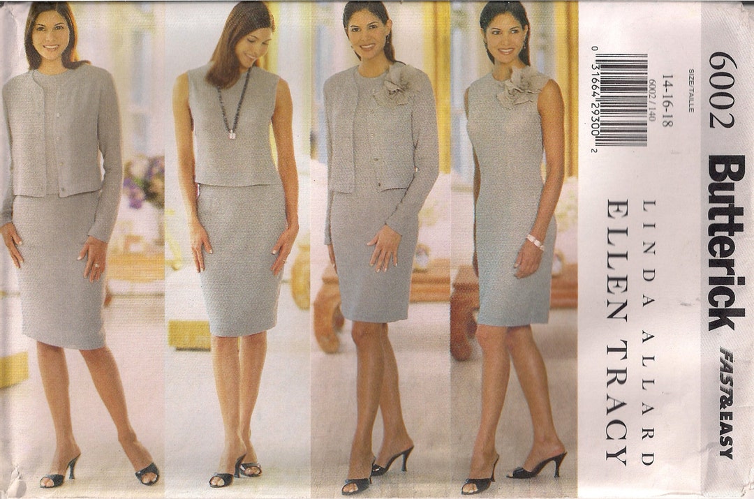 Butterick Sewing Pattern 6002 Misses' Jacket, Dress, Top, and Skirt 14 ...
