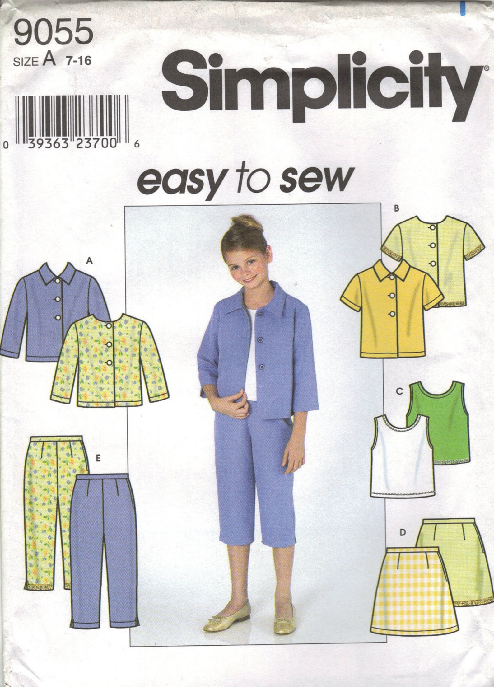 Simplicity Sewing Pattern 9055 - Girls' Jacket, Top, Skirt & Pants (7 ...