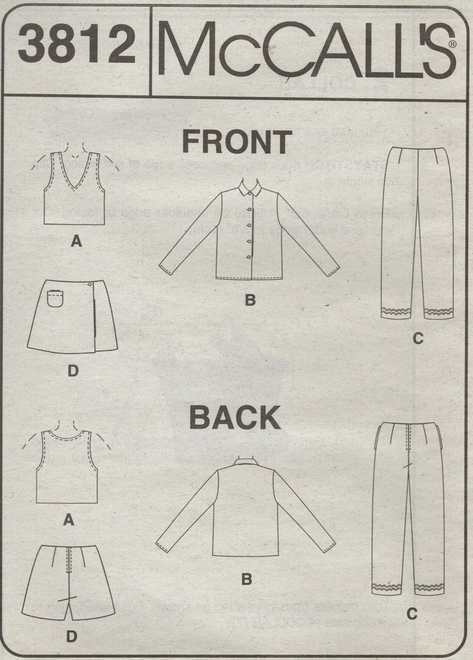 Mccall's Sewing Pattern 3812 Girl's Vest Shirt - Etsy