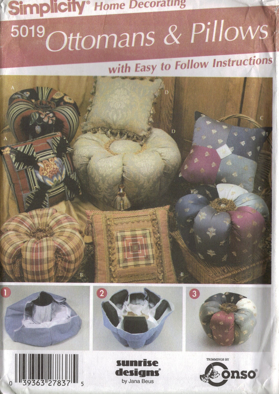 Simplicity Home Decorating Sewing Pattern 5019 Ottomans and Pillows - Etsy