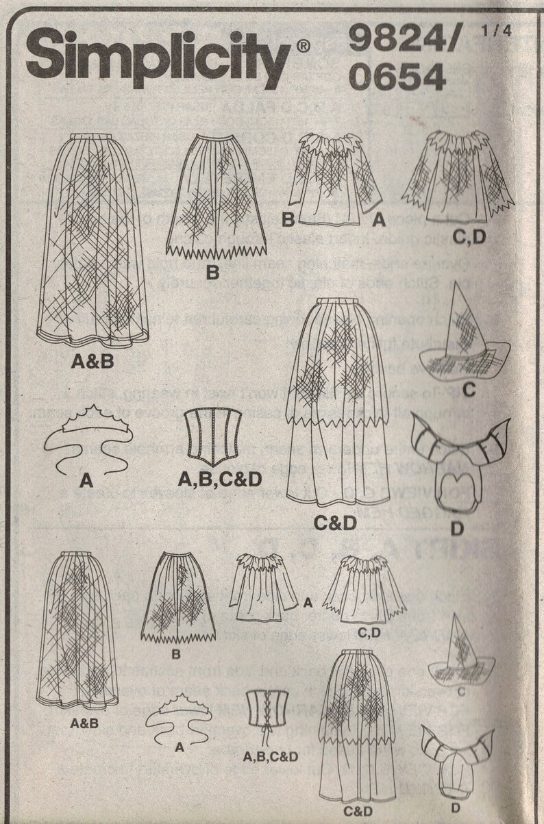 Simplicity Costume Sewing Pattern 0654 aka 9824 Girls' Devil, Angel ...