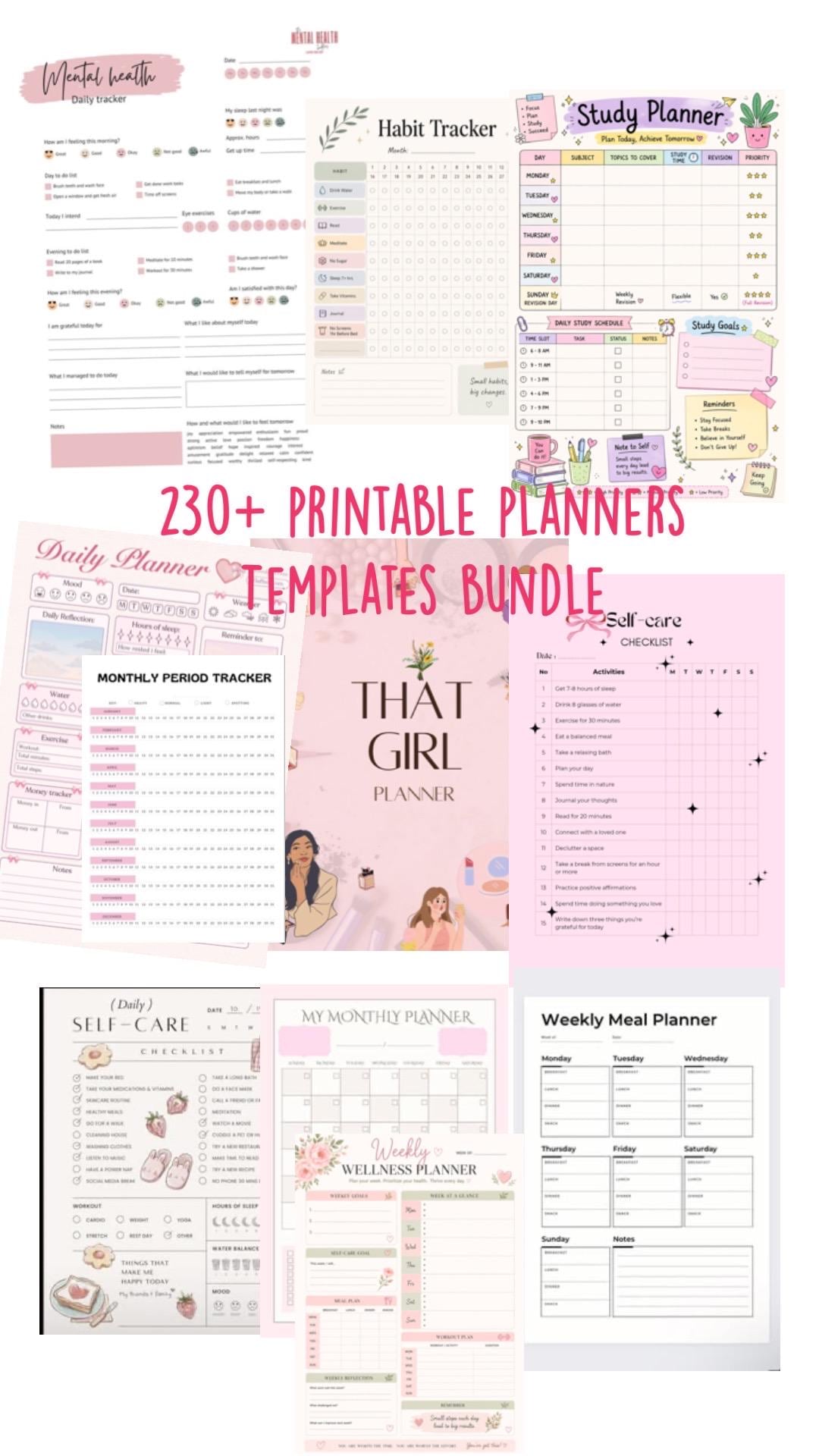 230+ Printable Planners Bundle | Daily, Weekly, Yearly (digital ...