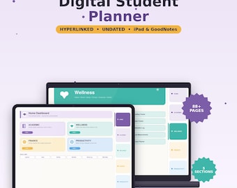 Digital Student Planner | Hyperlinked, Undated, Goodnotes, iPad ...