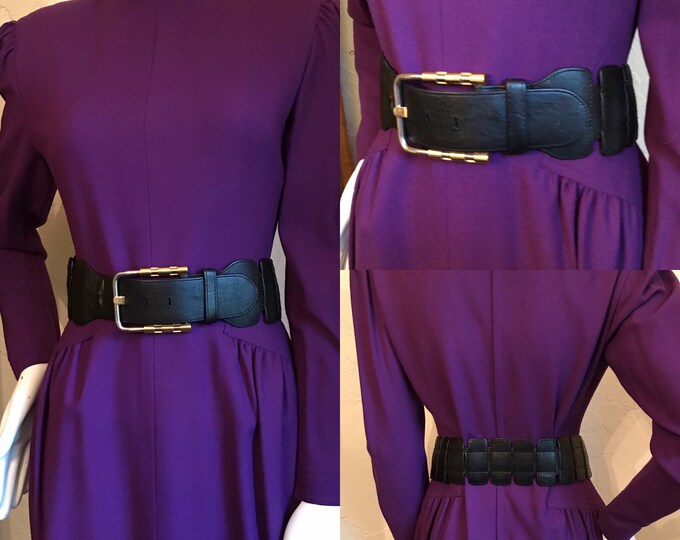 1970s 80s Pierre Balmain Black Leather Statement Belt M - Etsy