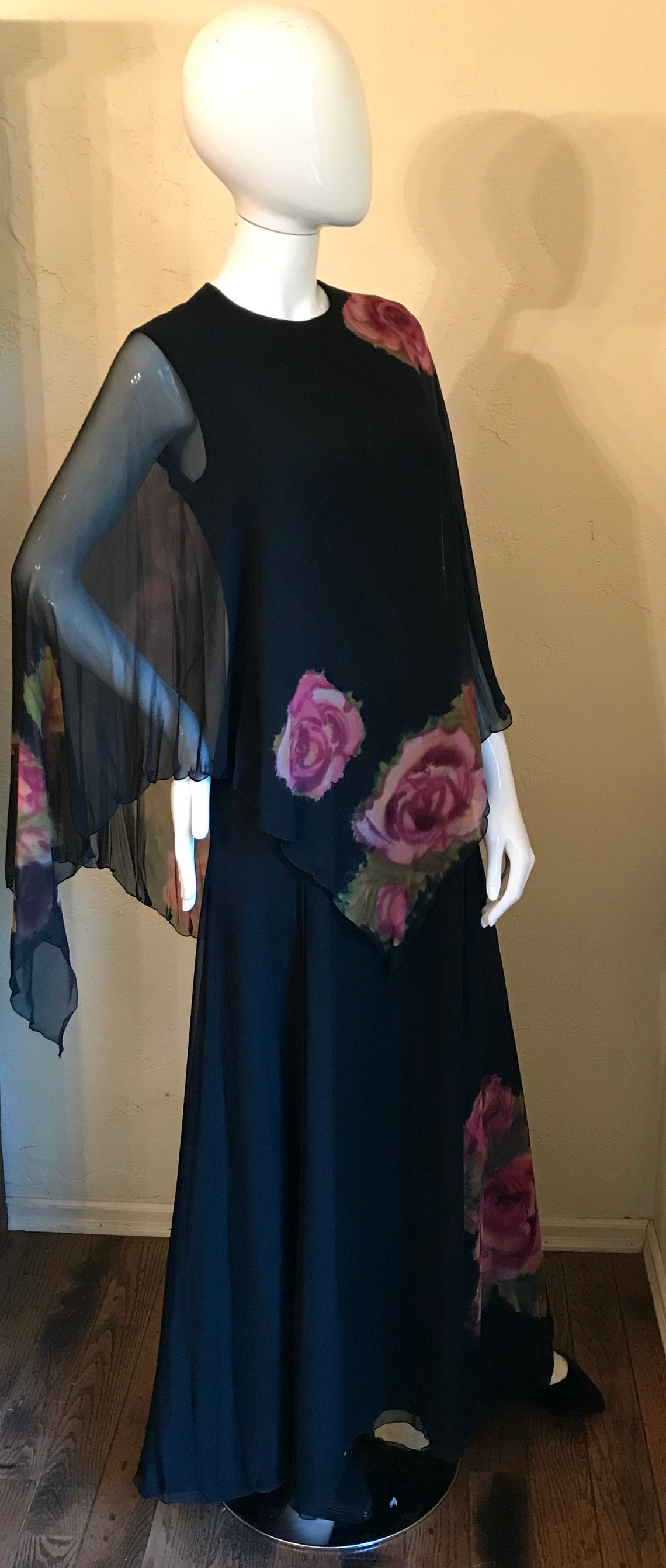 1960’s Rare Jean Louis Berthault Silk Chiffon Evening Gown Dress 10 NWT ...
