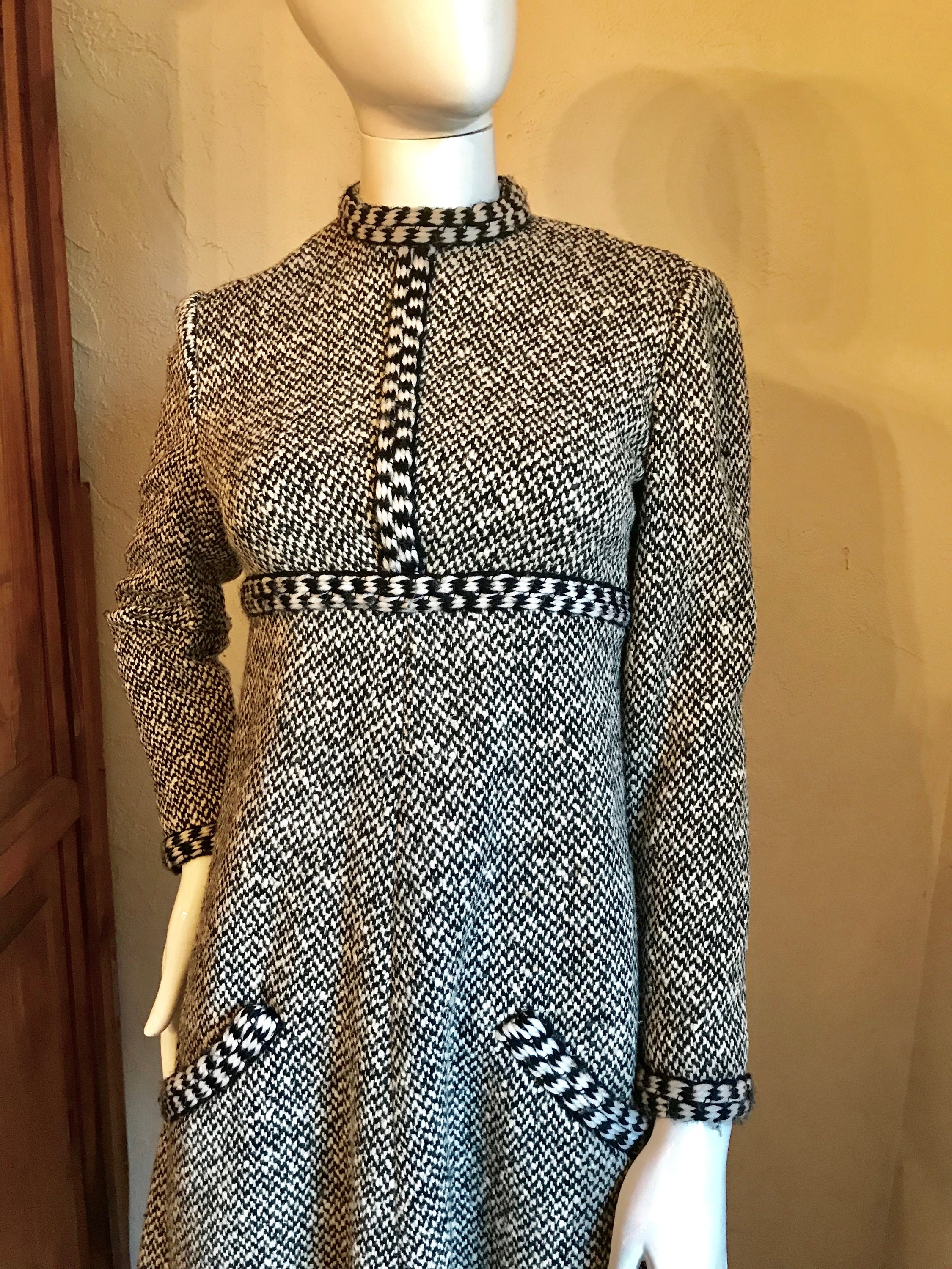 Vintage 1960's Donald Brooks MOD Wool Tweed Dress S - Etsy