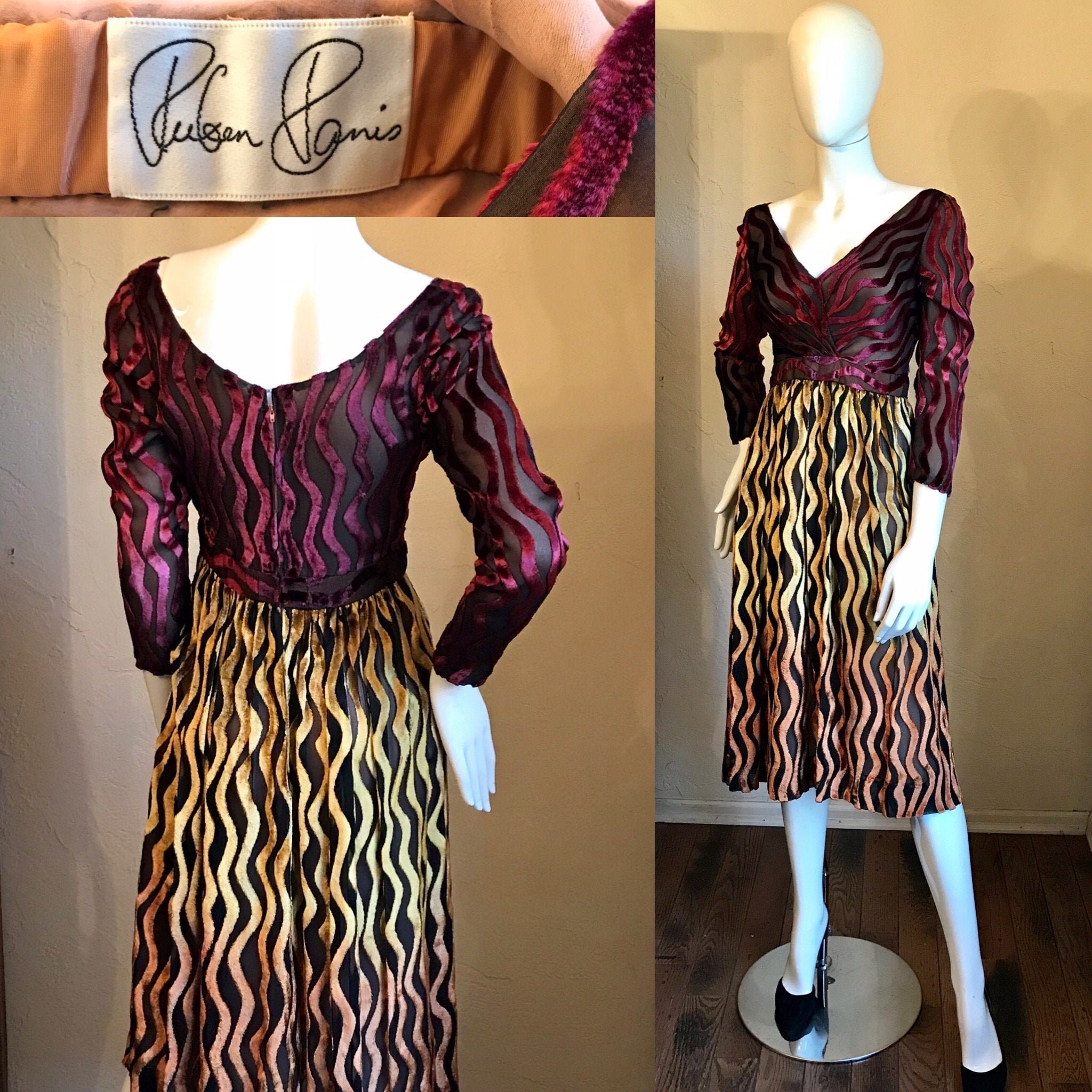 Vintage 1970's 80s Ruben Panis Designer Cocktail Party Dress S-M - Etsy