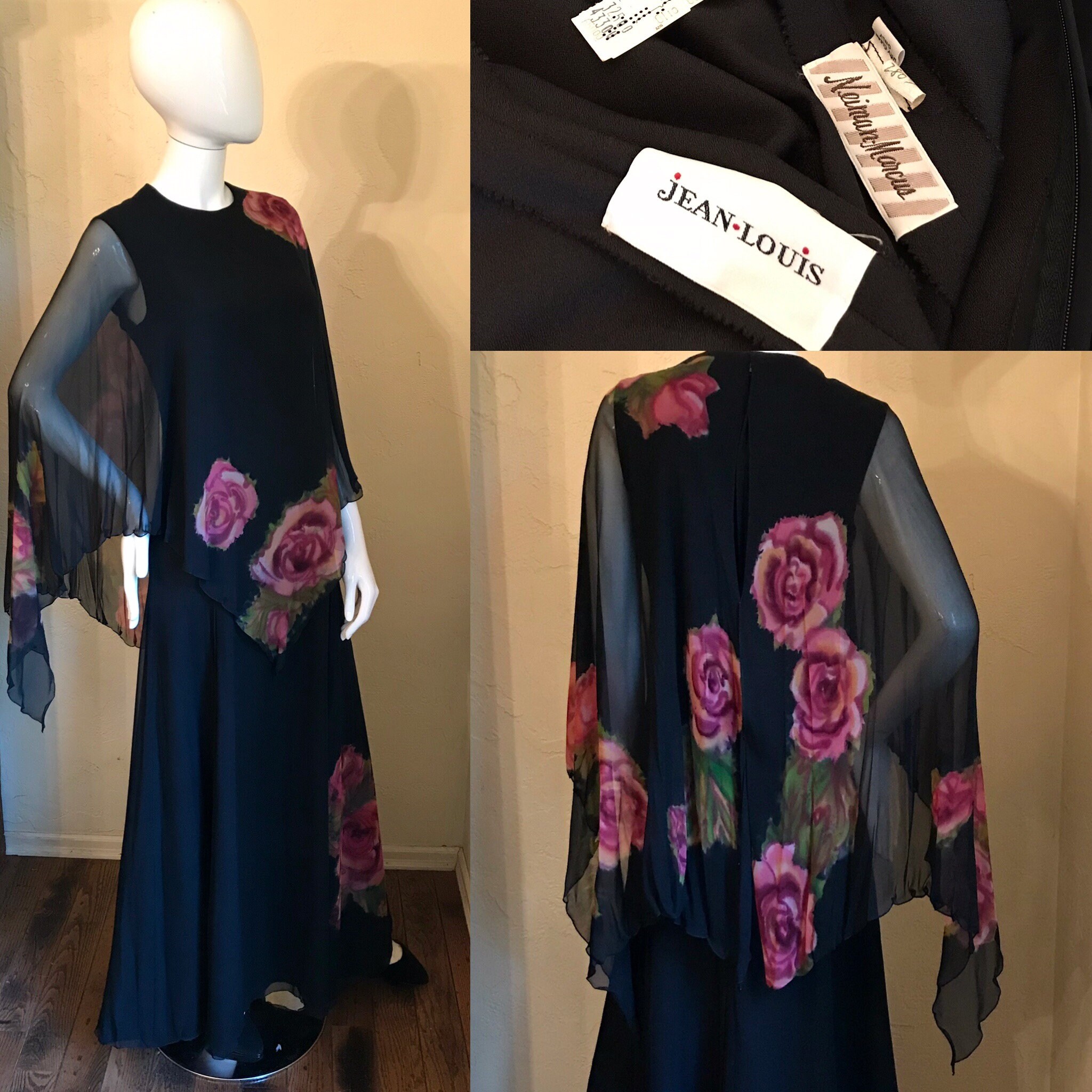 1960’s Rare Jean Louis Berthault Silk Chiffon Evening Gown Dress 10 NWT ...