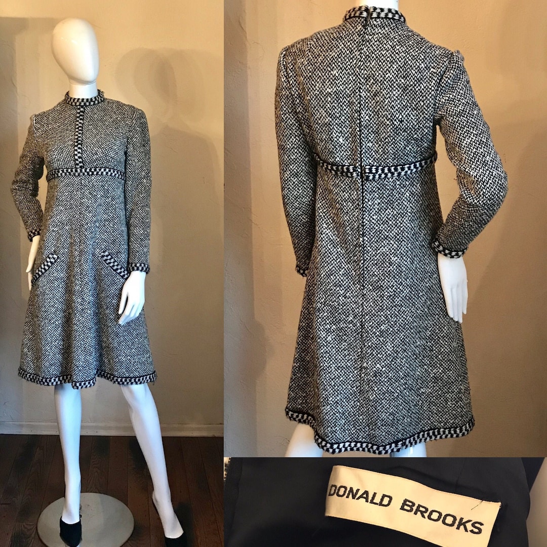Vintage 1960's Donald Brooks MOD Wool Tweed Dress S - Etsy
