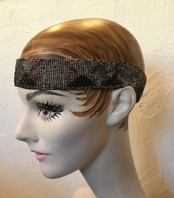 Antique 1920’s sparkly Flapper Beaded Head Band Head … - Gem