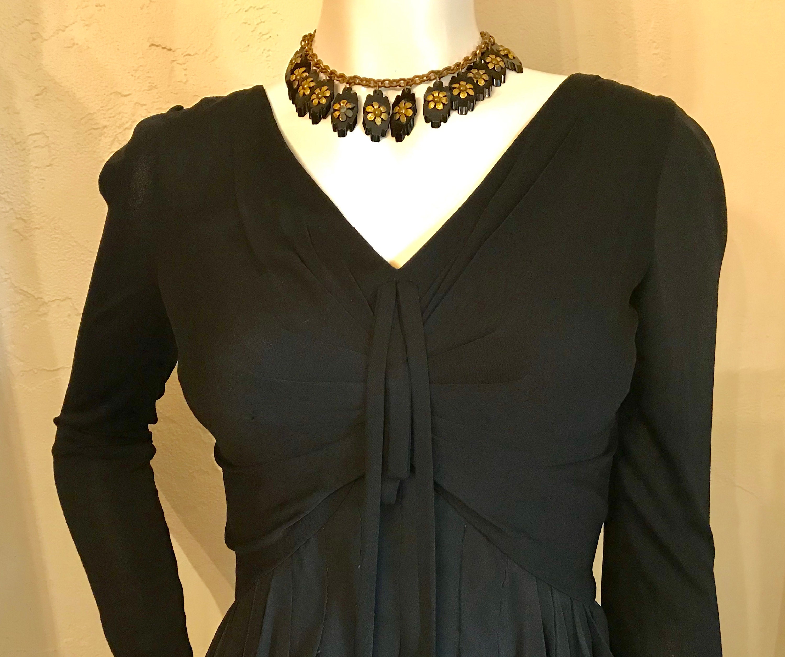 1950s 60s Rare Designer Helen Rose Ethereal Black Chiffon - Etsy