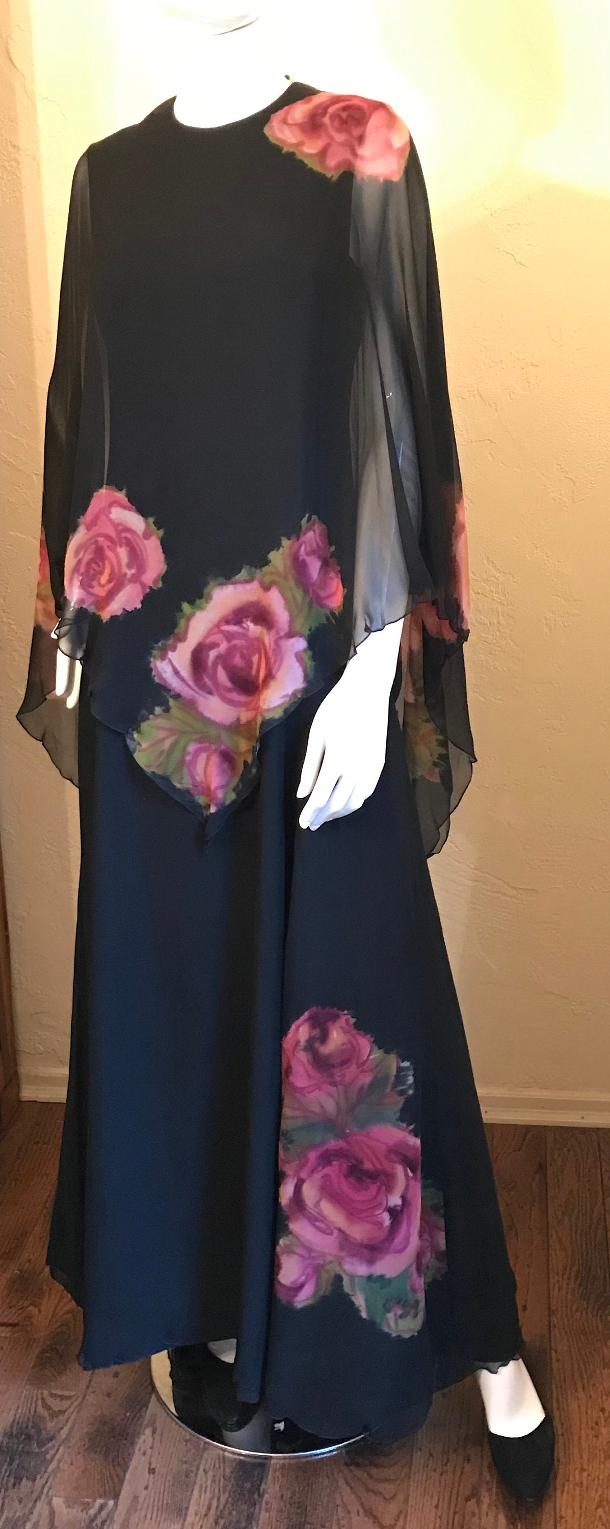 1960’s Rare Jean Louis Berthault Silk Chiffon Evening Gown Dress 10 NWT ...