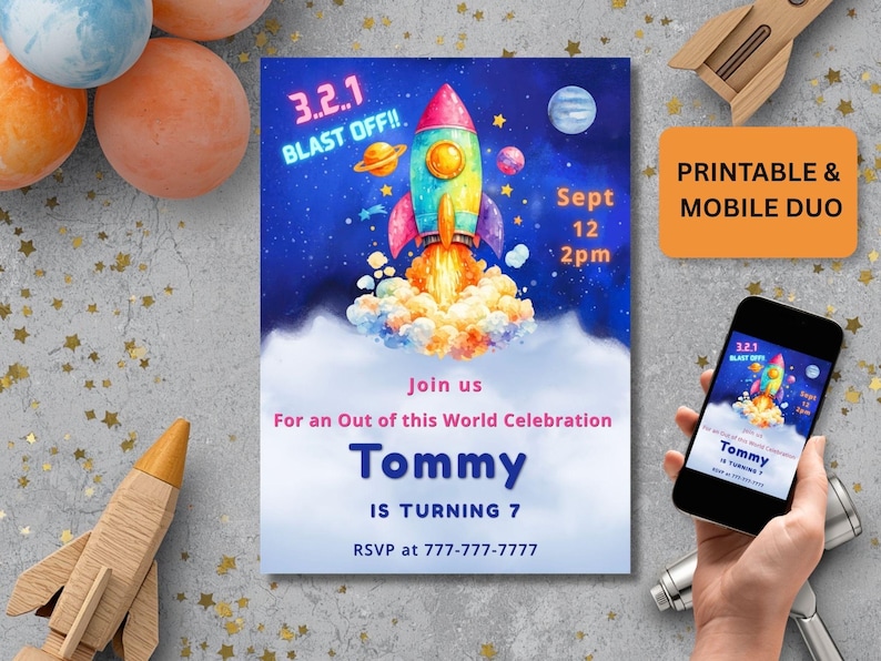 Outer Space Birthday Party Invitation Template, Out of This World ...