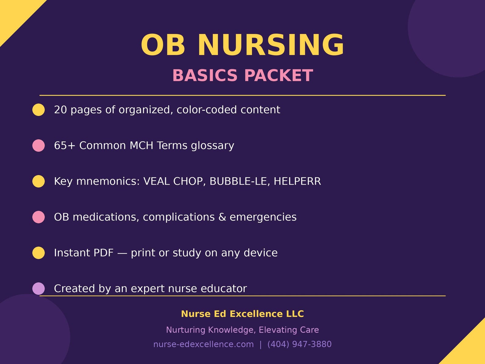 OB Nursing Basics Packet | Maternal Newborn Study Guide | Student ...