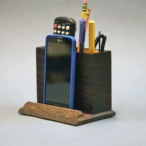 Ebony Veneer and Live Edge Walnut Phone Stand / Desk Accessory - Etsy