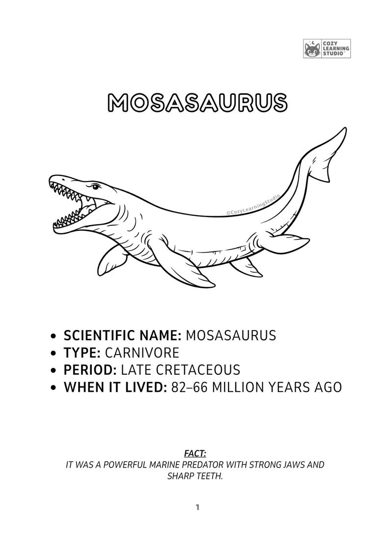 Aquatic Dinosaur Coloring Book for Kids Ages 5+, Alphabet & Activity ...