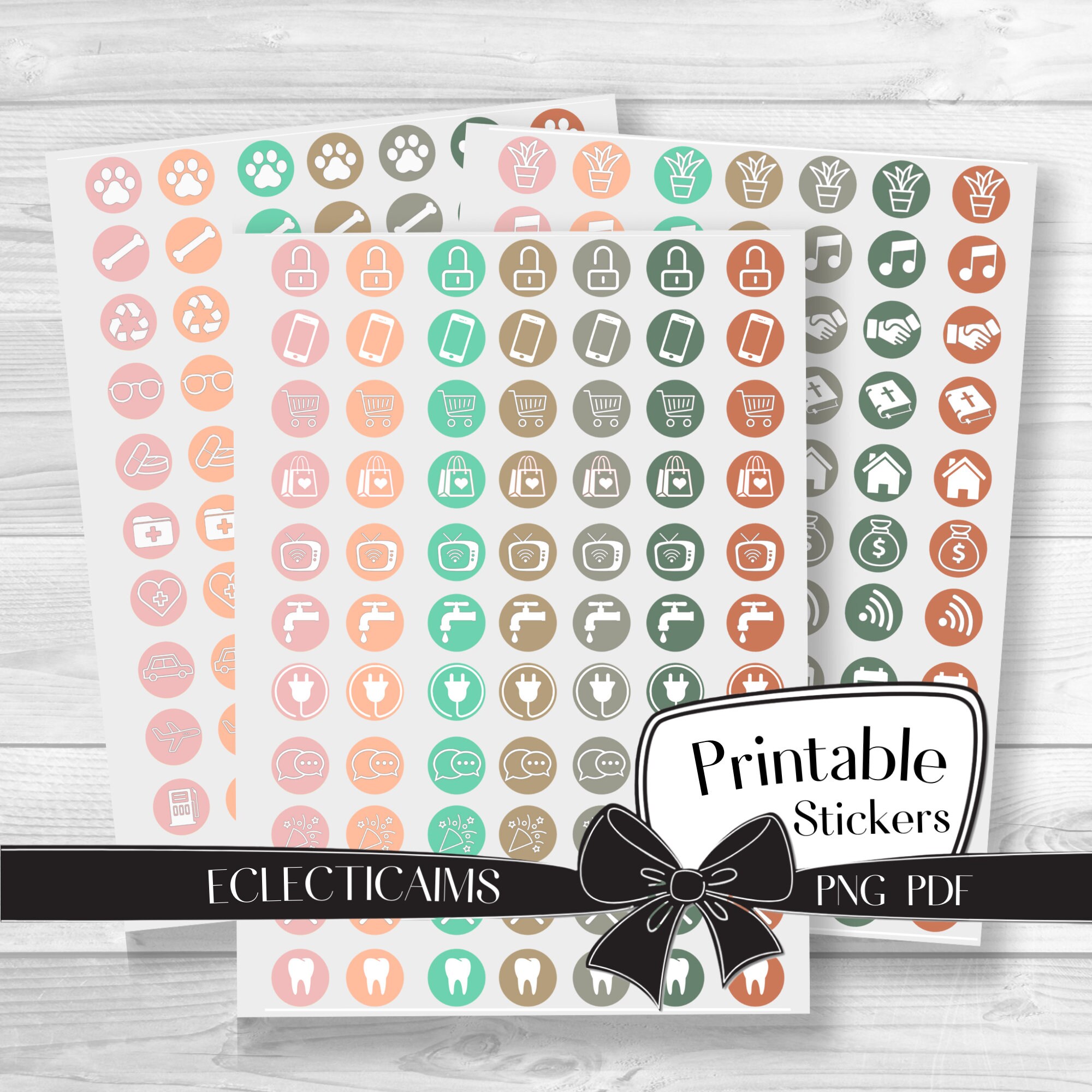 Full Page 6.75 x 9.25 Birthday Printable Sticker Sheet Paper & Party ...