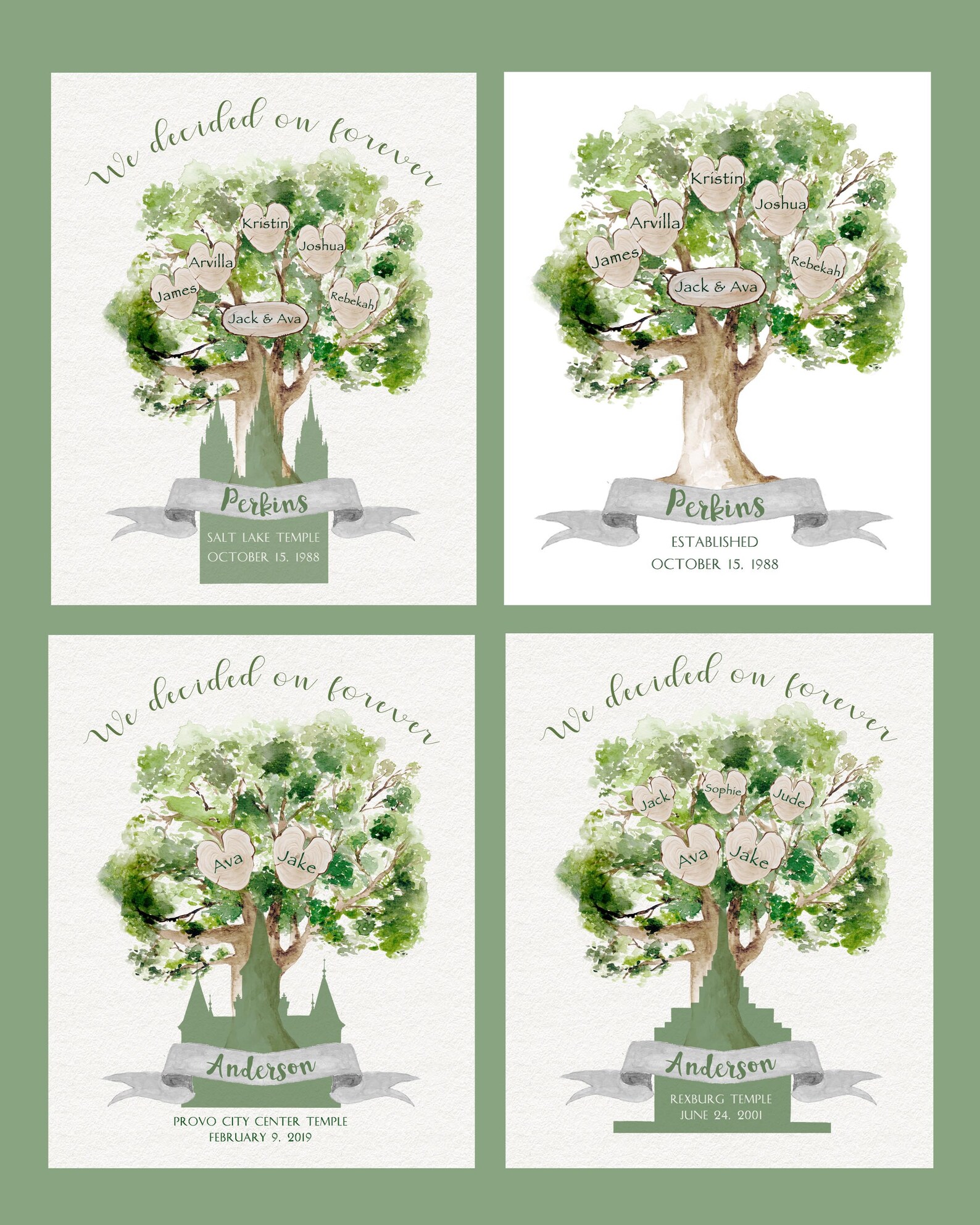 Personalized Family Tree with LDS Temple. Families Are | Etsy