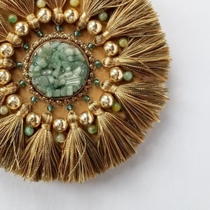 Jade Tassel Wall Flower Beaded Gold Embroidery Hoop Art - Etsy