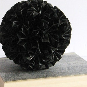 Black Paper Star Sculpture 5.5" Paper Ball of Stars - Origami Kusudama ...