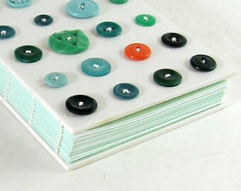 Blue and White Button Art Book 240 Page Blank Journal w | Etsy