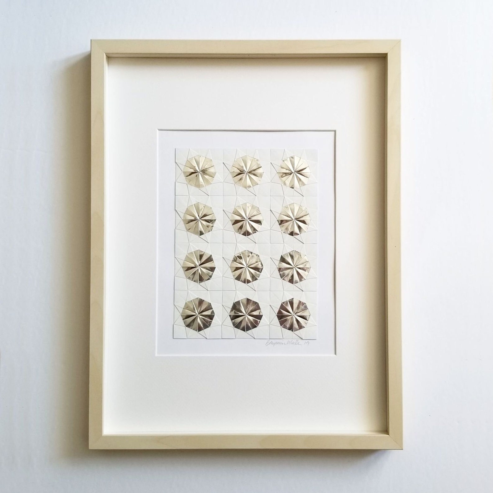 Metallic Silver Paper Collage Art - Origami Sketch No25 - Silver Wall ...