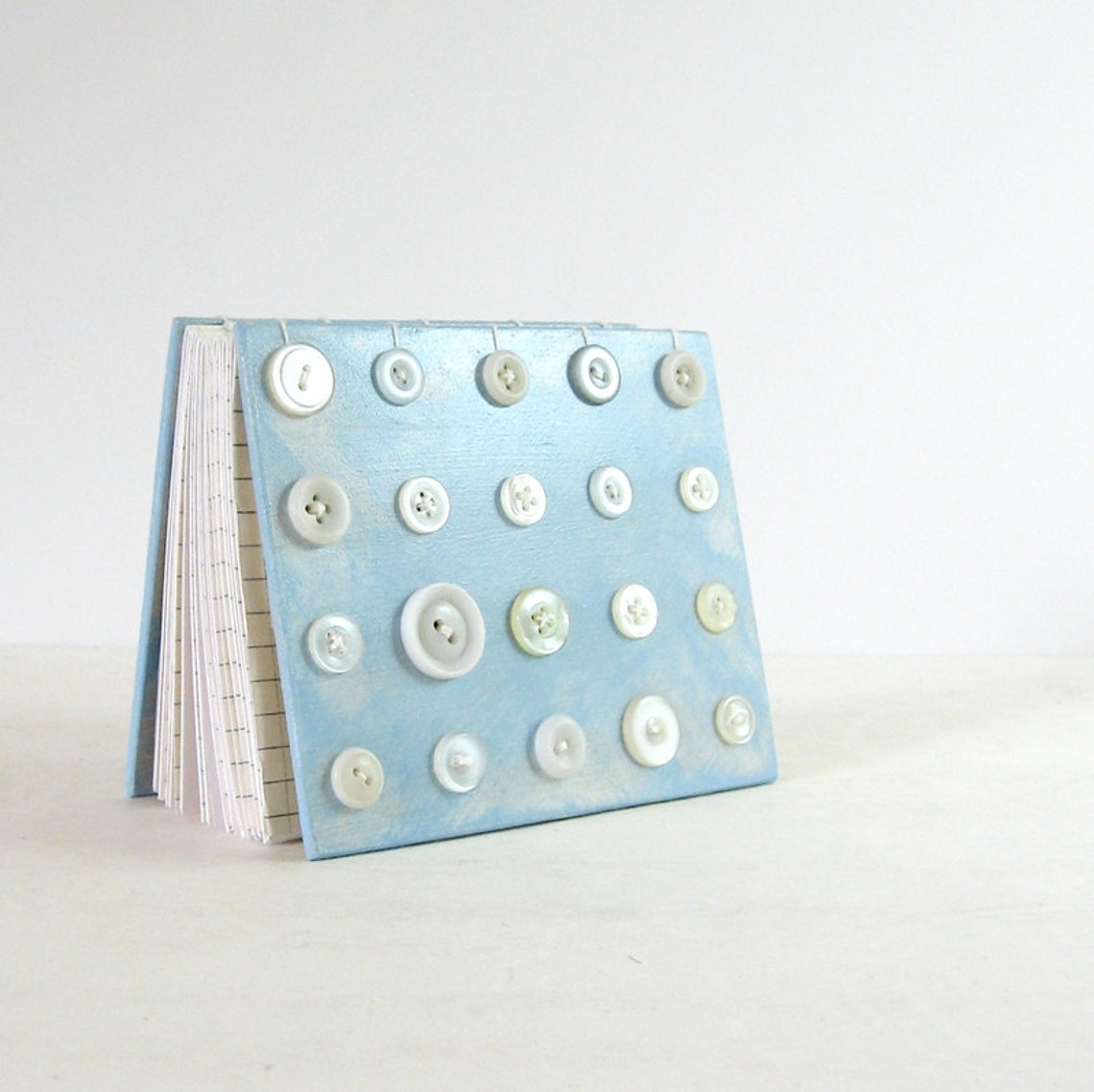 Blue and White Button Art Book 240 Page Blank Journal w | Etsy