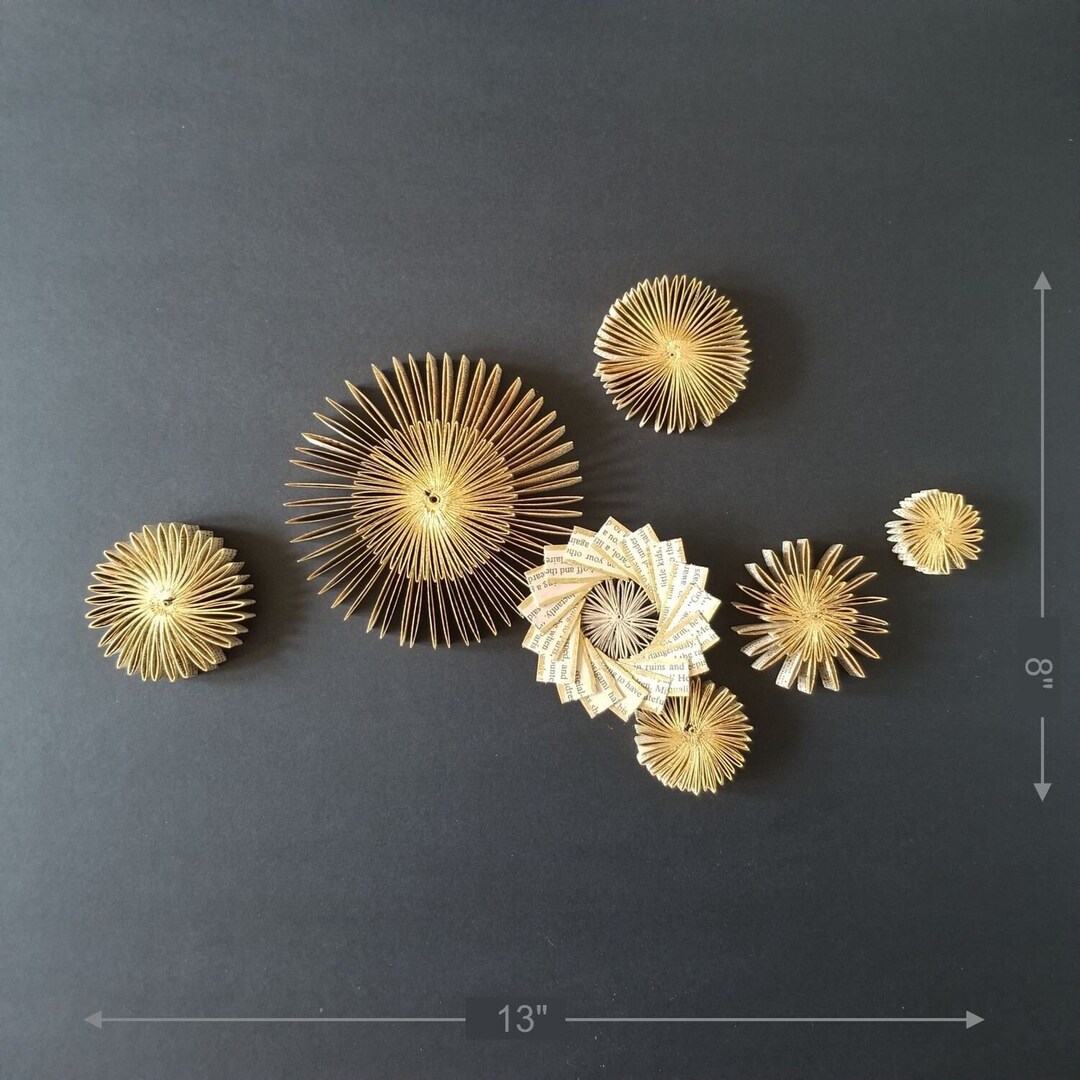 Gold Paper Wall Sculpture Book Paper Cog Collection No29 Contemporary Art Installation Recycled ...