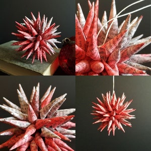 Polish Star Ornament - 4" Paper Ball Decoration - Recycled Book Paper ...