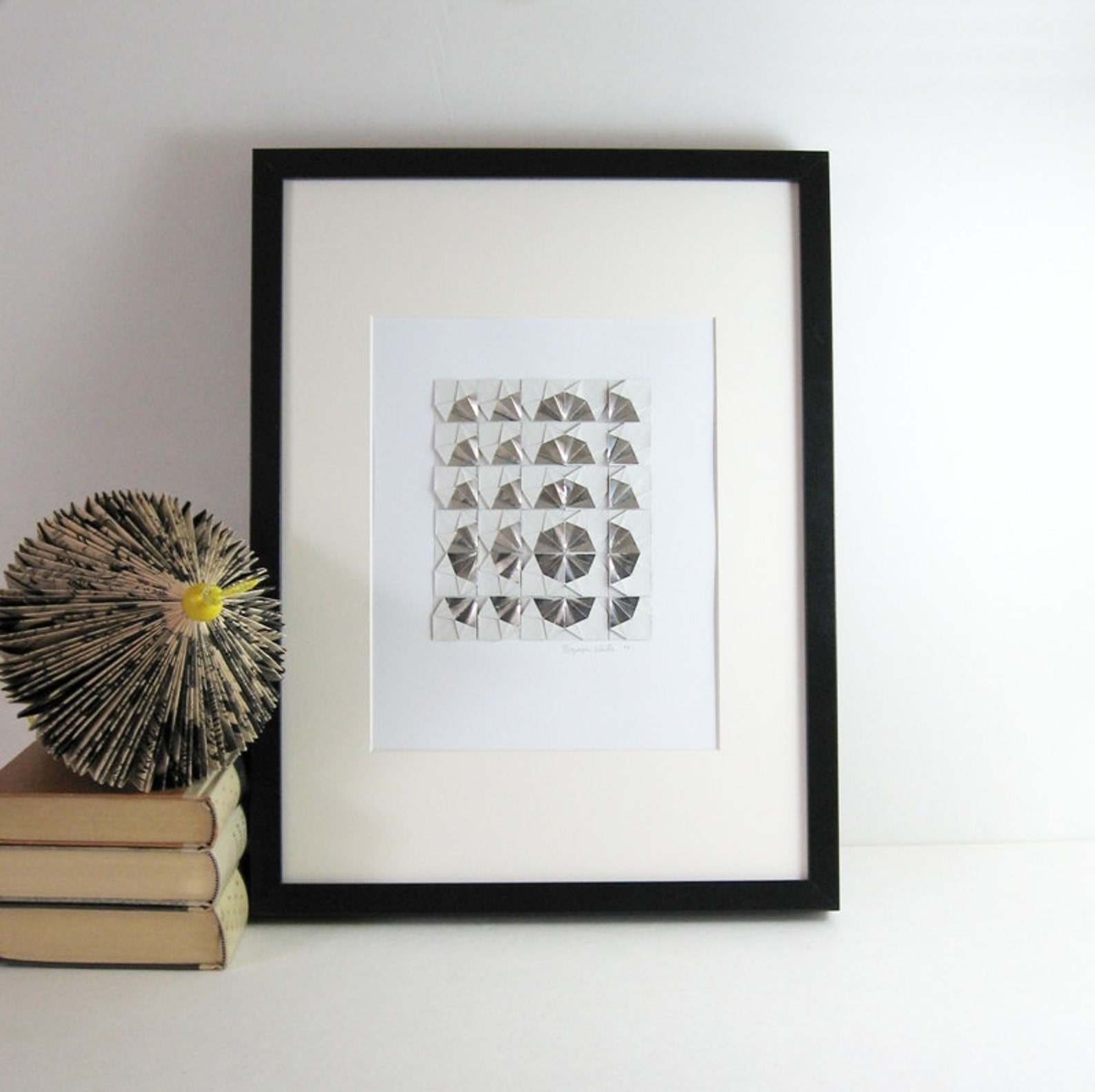 Silver Geometric Paper Collage Art Origami Sketch No17 - Etsy