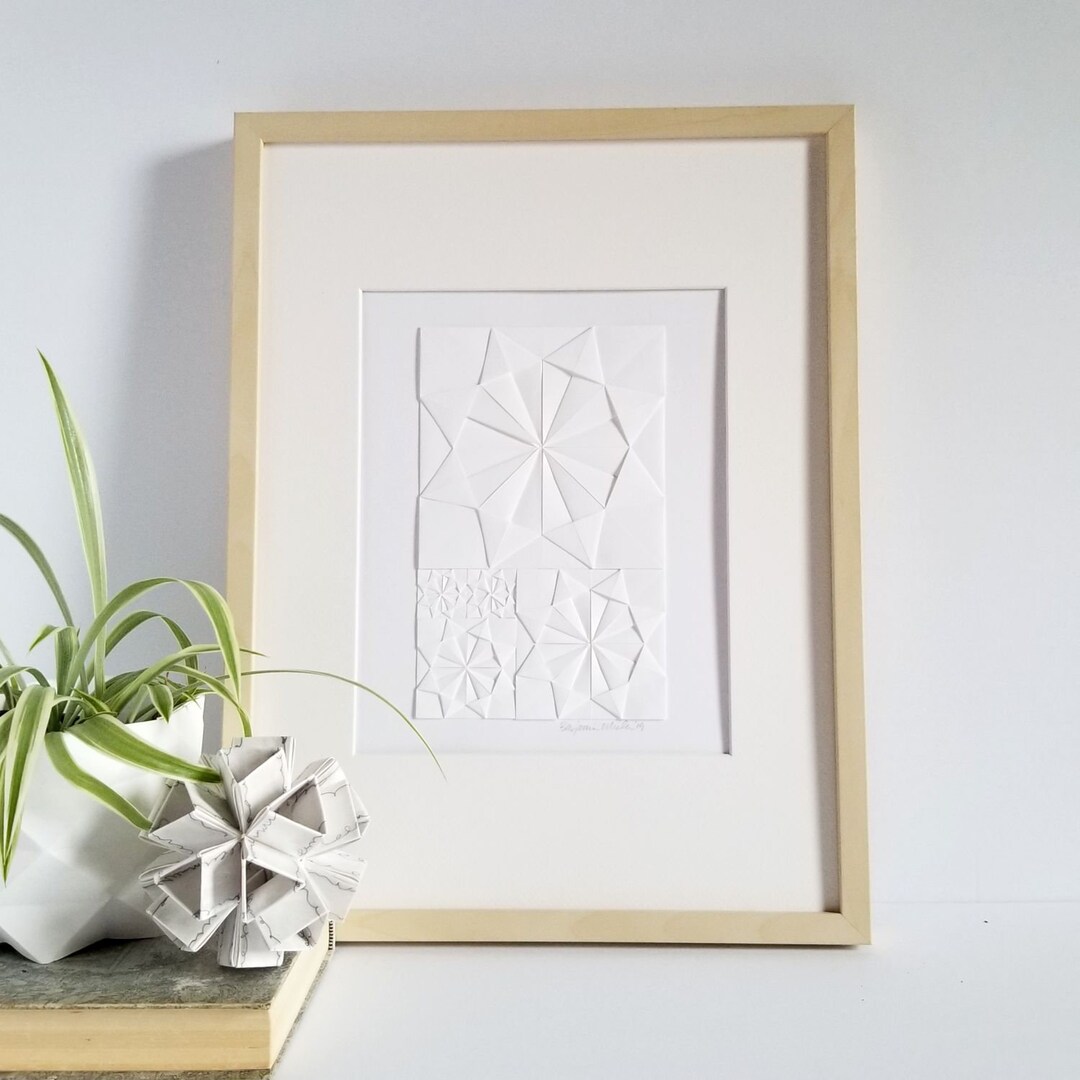 White Paper Collage Art Origami Sketch No2 Original - Etsy