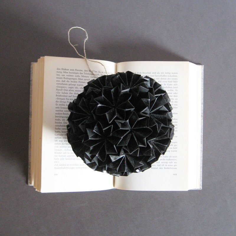 Black Paper Star Sculpture 5.5 Paper Ball of Stars | Etsy