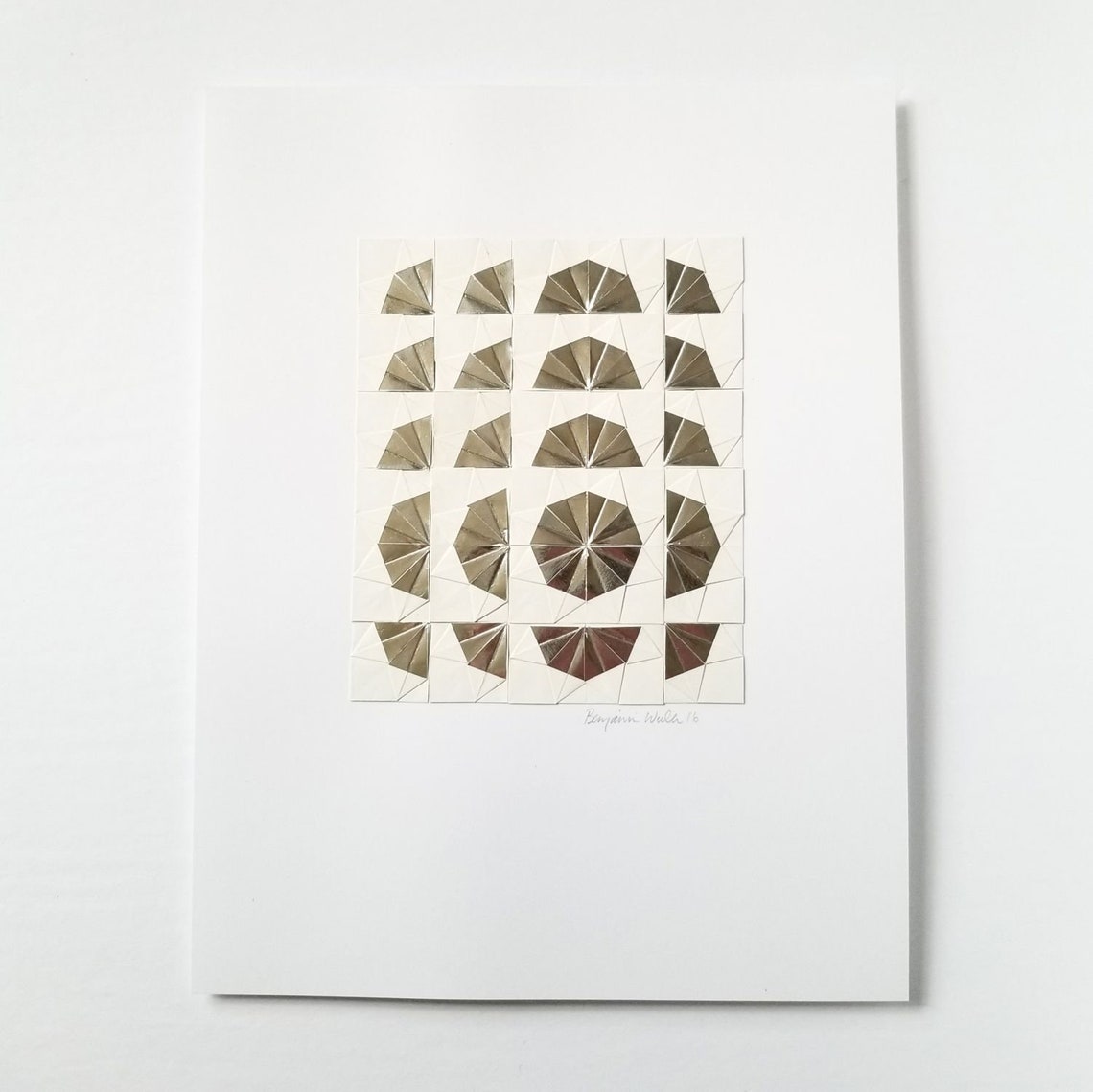 Silver Geometric Paper Collage Art Origami Sketch No17 - Etsy
