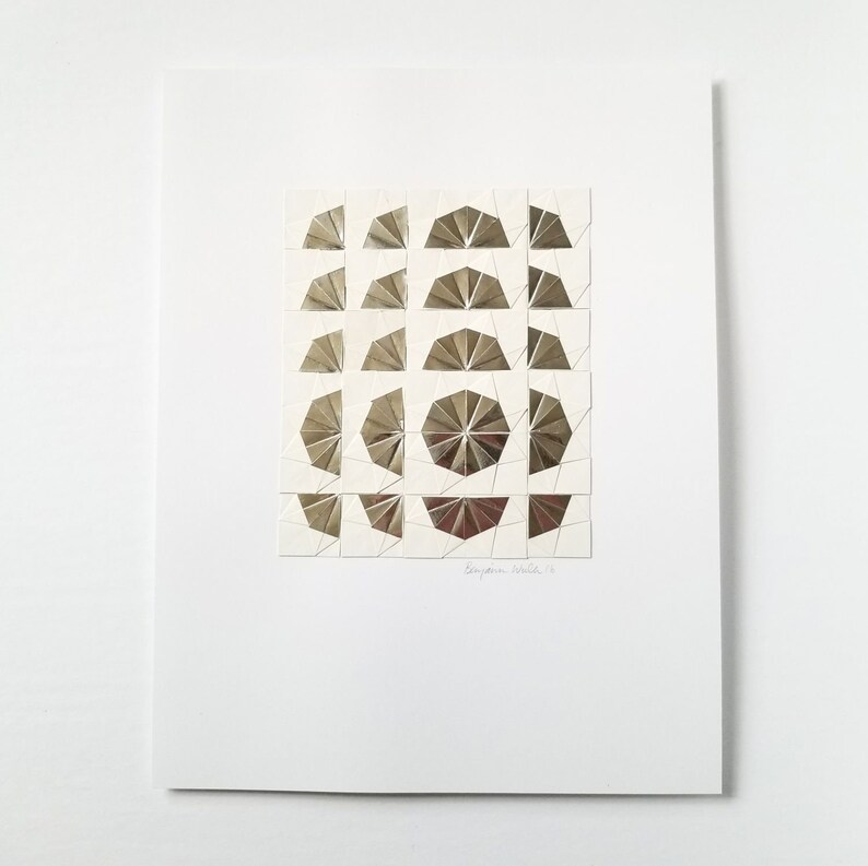 Silver Geometric Paper Collage Art Origami Sketch No17 - Etsy