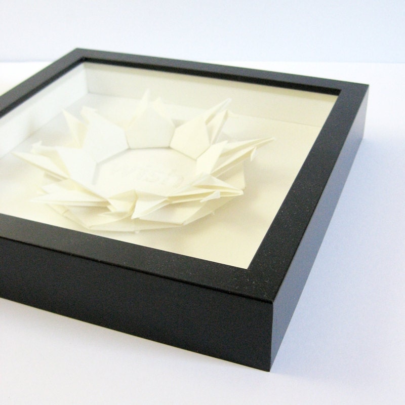Framed Origami Wish Cranes Art - 10" Square Shadow Box Art - Black ...