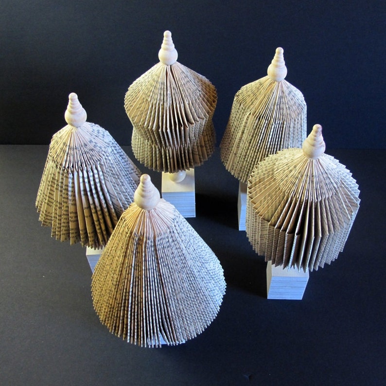 Book Paper Cog Sculpture Paper Topiary Centerpiece Neutral | Etsy