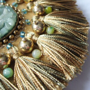 Jade Tassel Wall Flower - Beaded Gold Embroidery Hoop Art - Embroidered ...